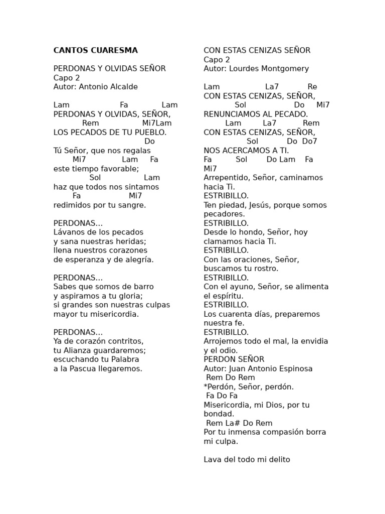 Cantos Cuaresma | PDF | Pecado | Perdón