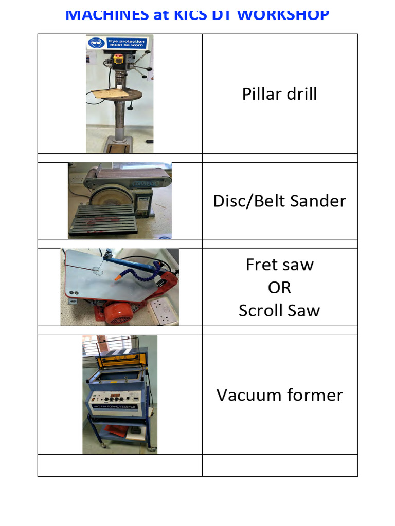 KICS DT Workshop Machines and Tools | PDF