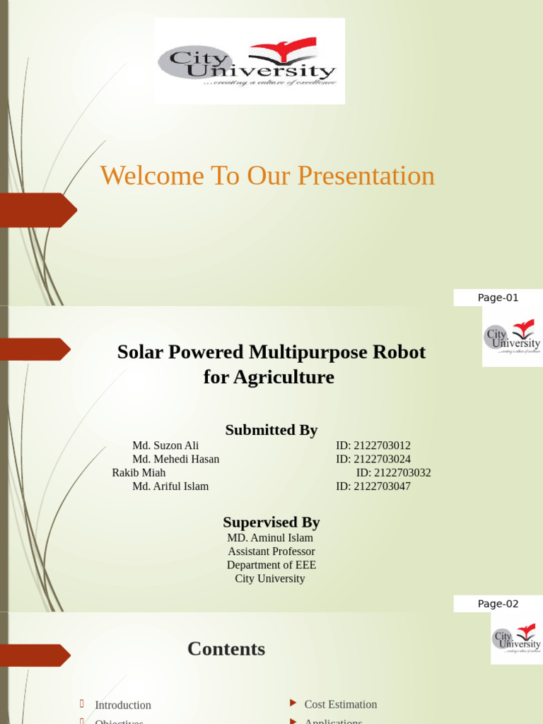 Presentation Slide - Solar Powered Multipurpose Robot For Agriculture ...