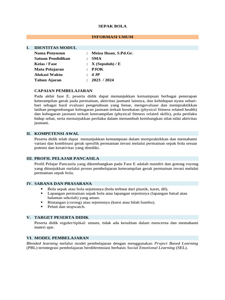 Modul Ajar Fase e Kelas X-4 | PDF
