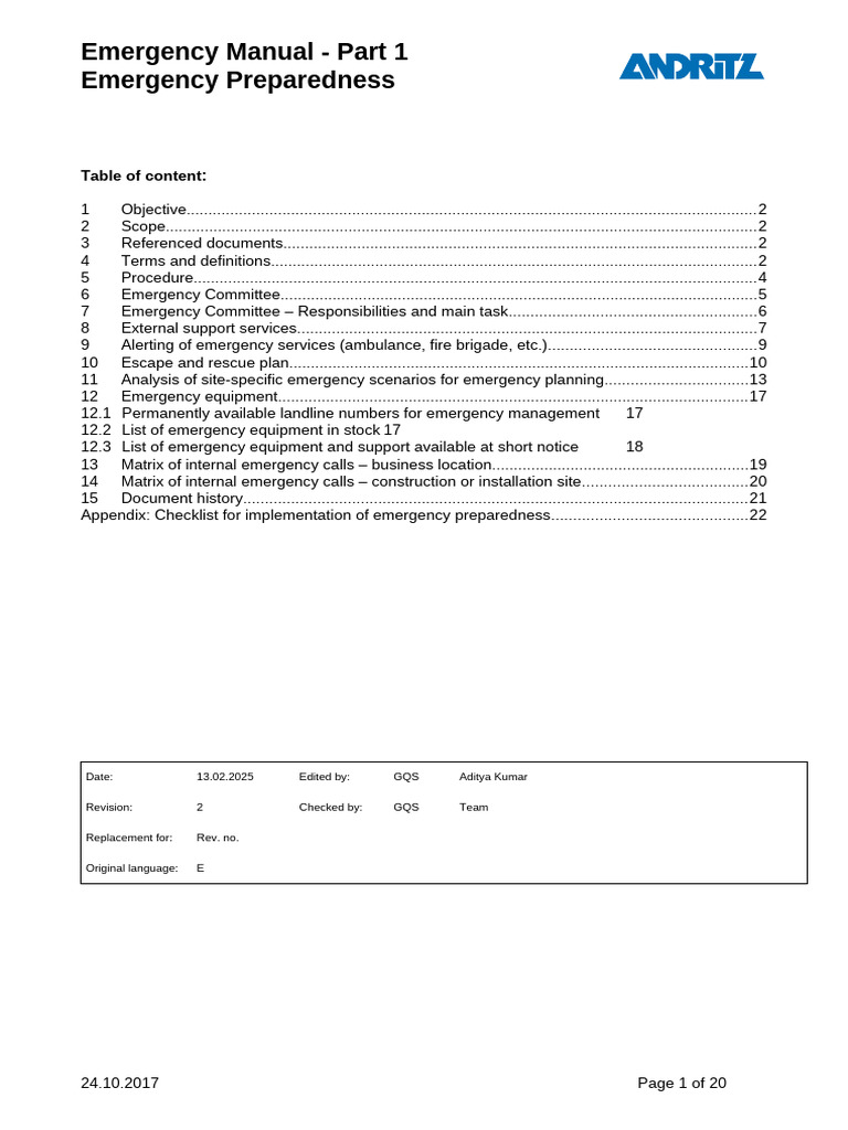 Emergency Preparedness Manual Overview | PDF | Emergency | Emergency ...