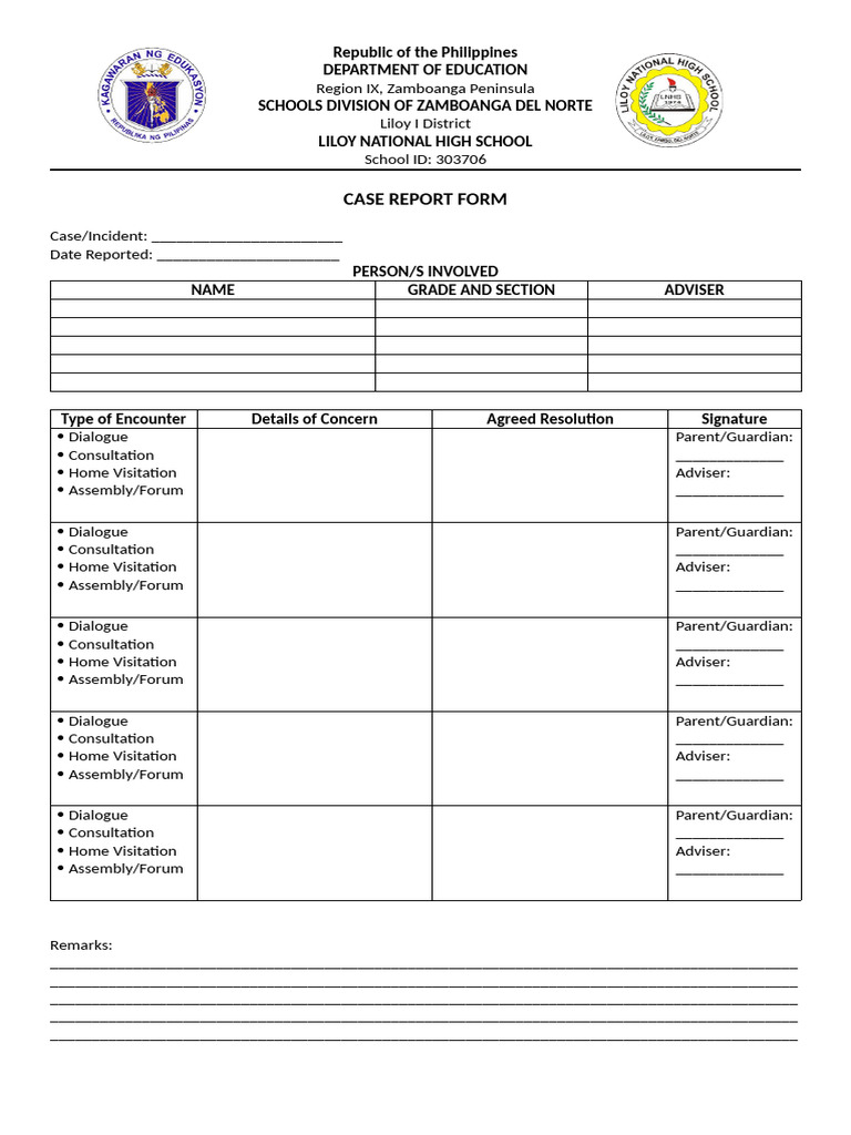 Case Incident Report Form | PDF | Philippines