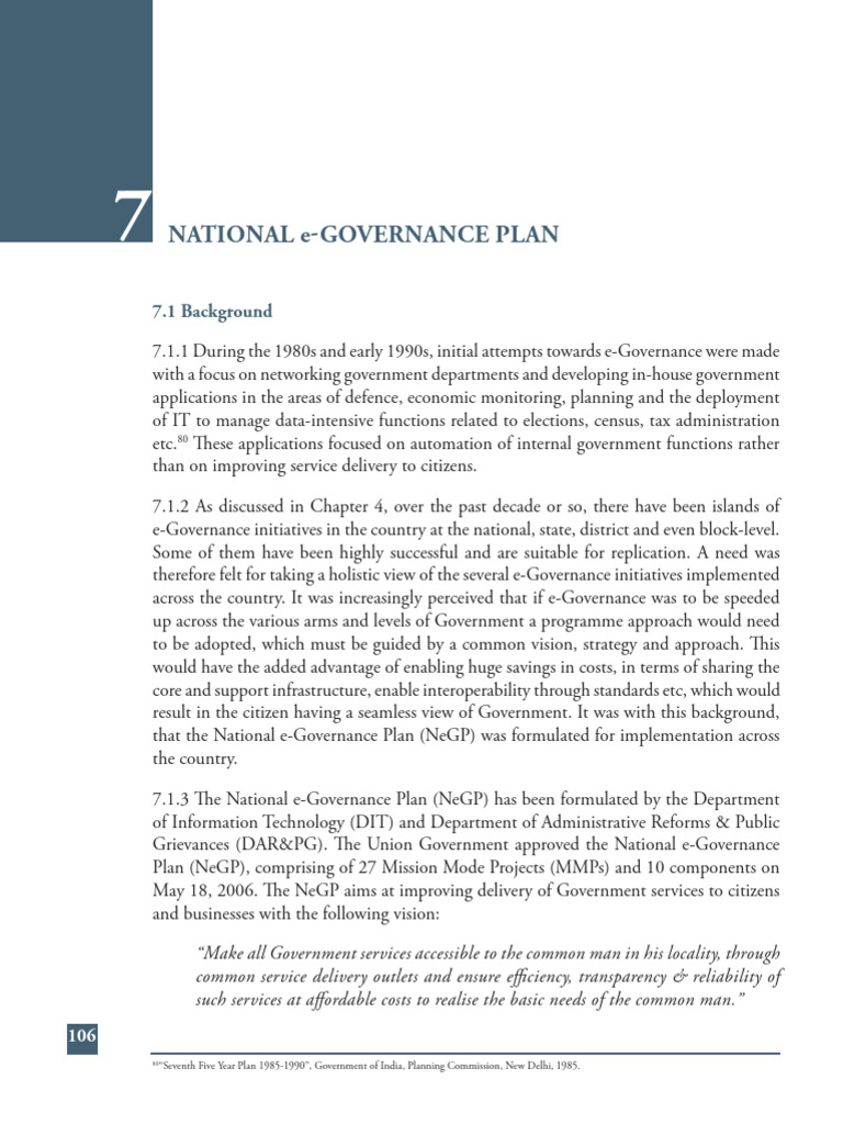 National e-Governance Plan Overview | PDF | Governance | Interoperability