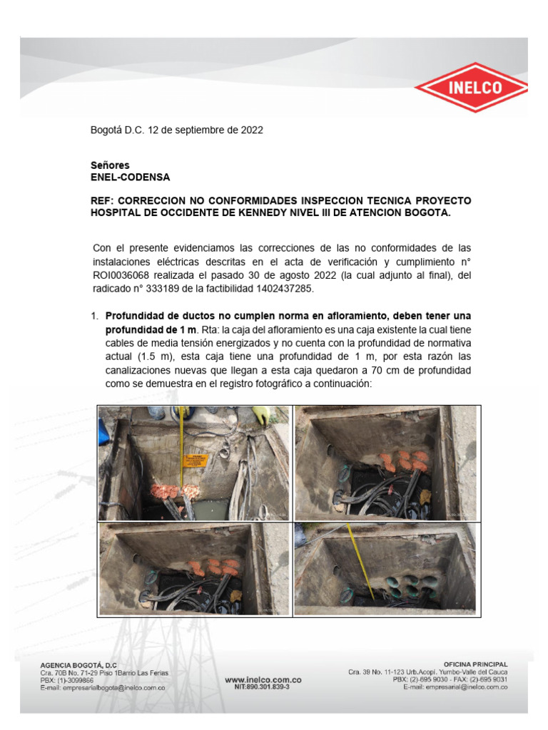 Informe No Conformidades Codensa Kennedy | PDF