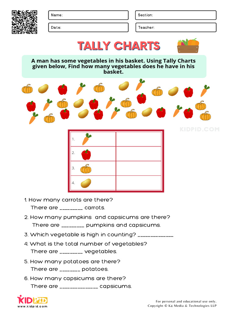 Tally Charts Printable Worksheets For Grade 1 | PDF | Elementary ...