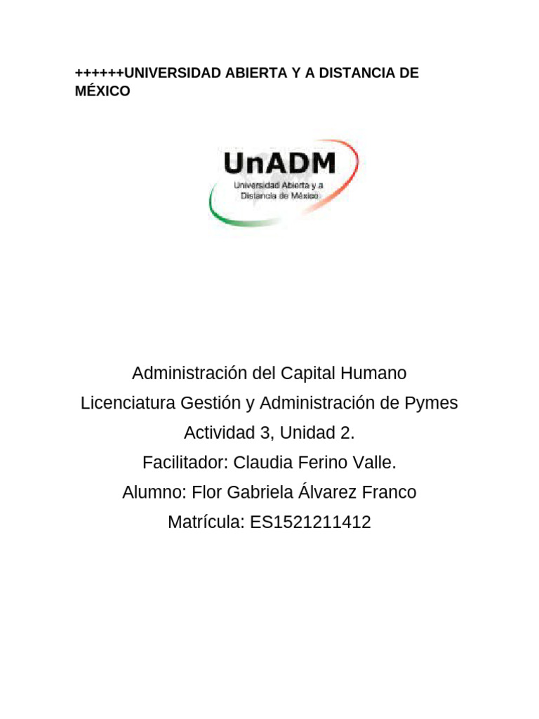 Guion Ach A2 U2 Alvarez Flor | PDF | Gestión de recursos humanos | Cliente