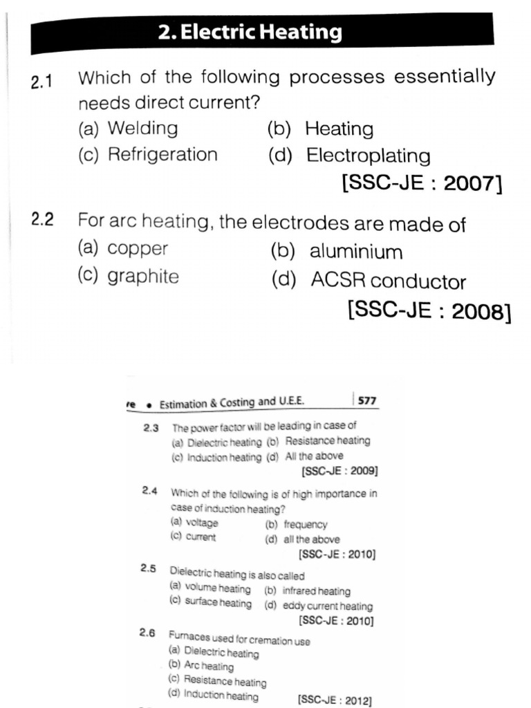 Electric Heating Pre Ques | PDF