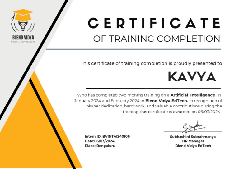 Certificate: of Training Completion | PDF