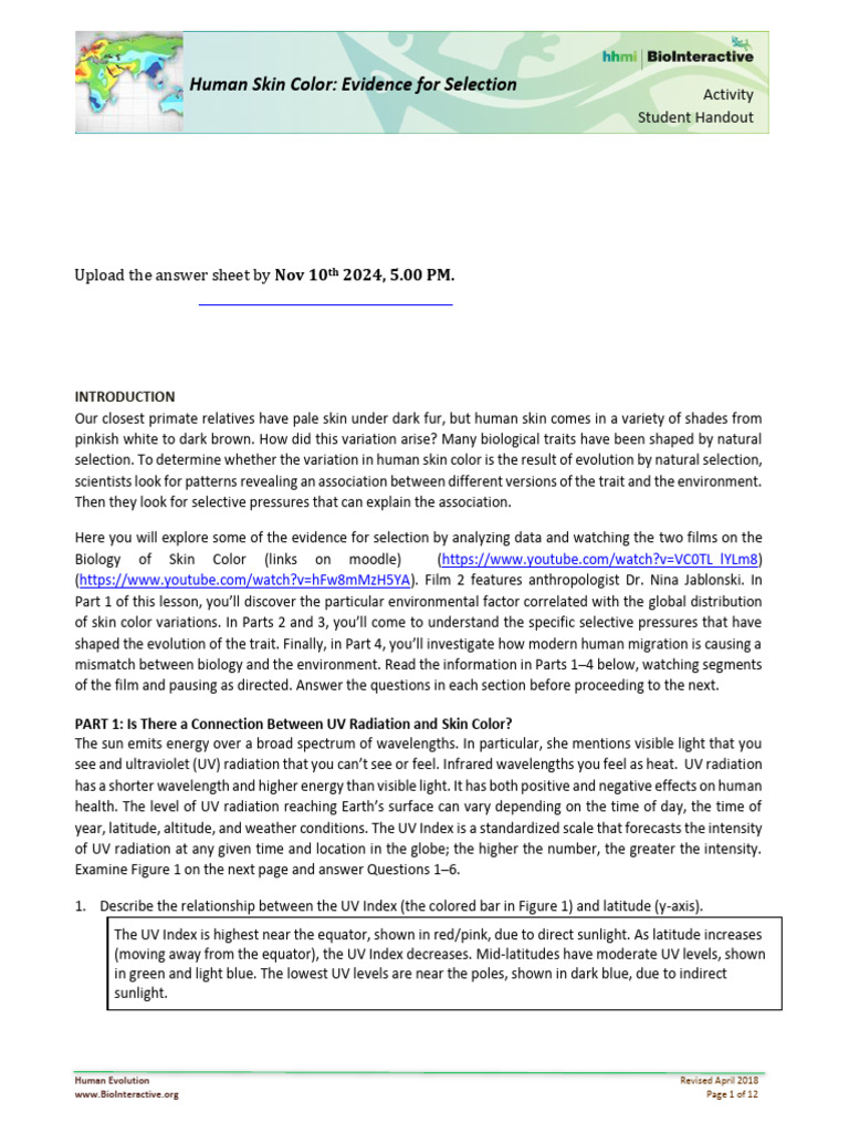 BT1010_Lifesciences_assignment_3_(2)%5B1%5D | PDF | Human Skin Color ...