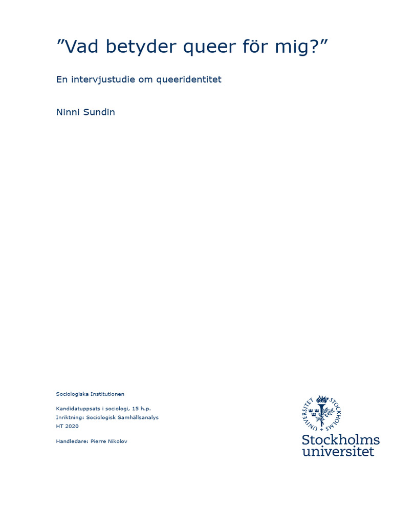 Vad Betyder Queer För Mig | PDF