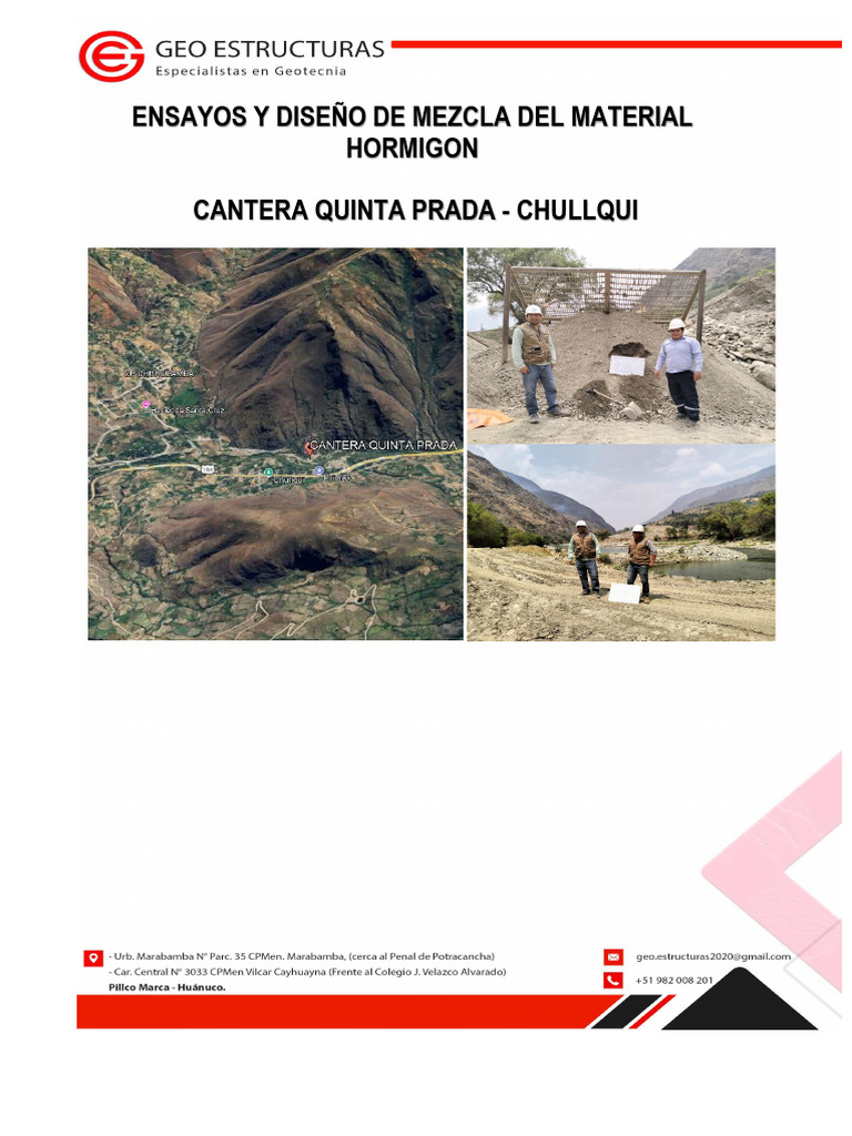 Ensayos y Diseño de Mezcla Hormigon Quinta Prada. | PDF | Hormigón ...