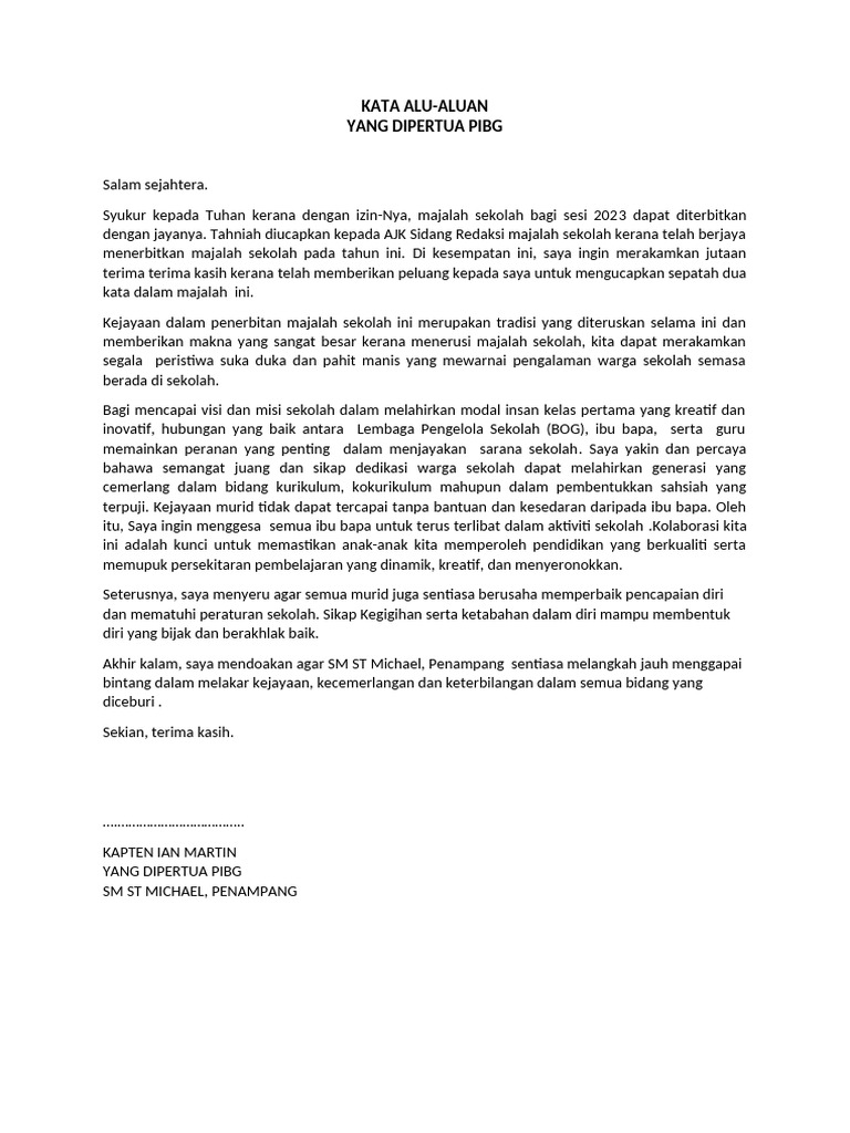 Teks Ucapan Ydb - Majalah Sekolah 2022 | PDF