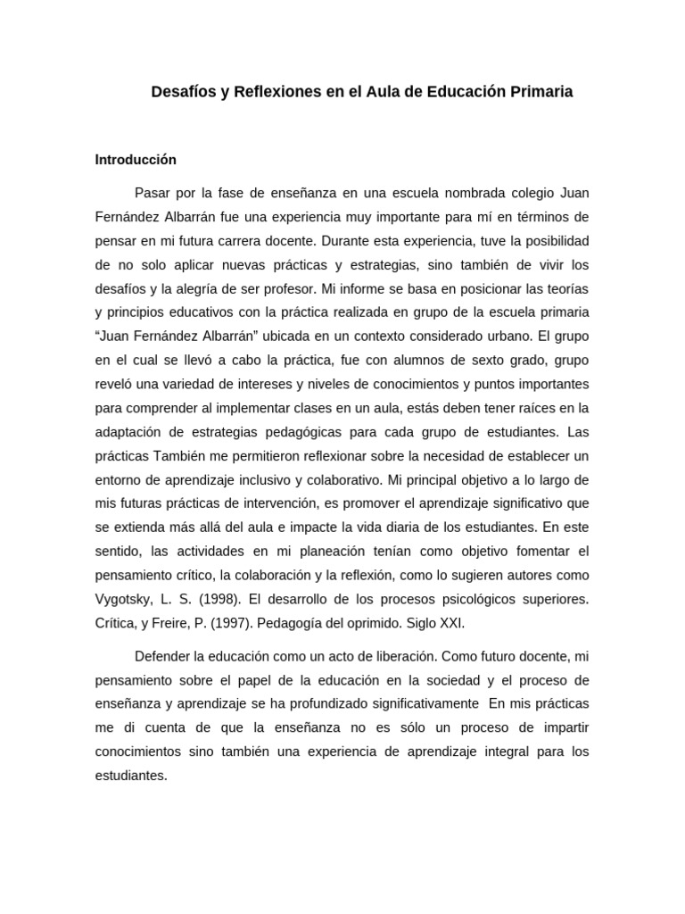 Desafíos y Reflexiones en El Aula de Educación Primaria N-1 | PDF ...