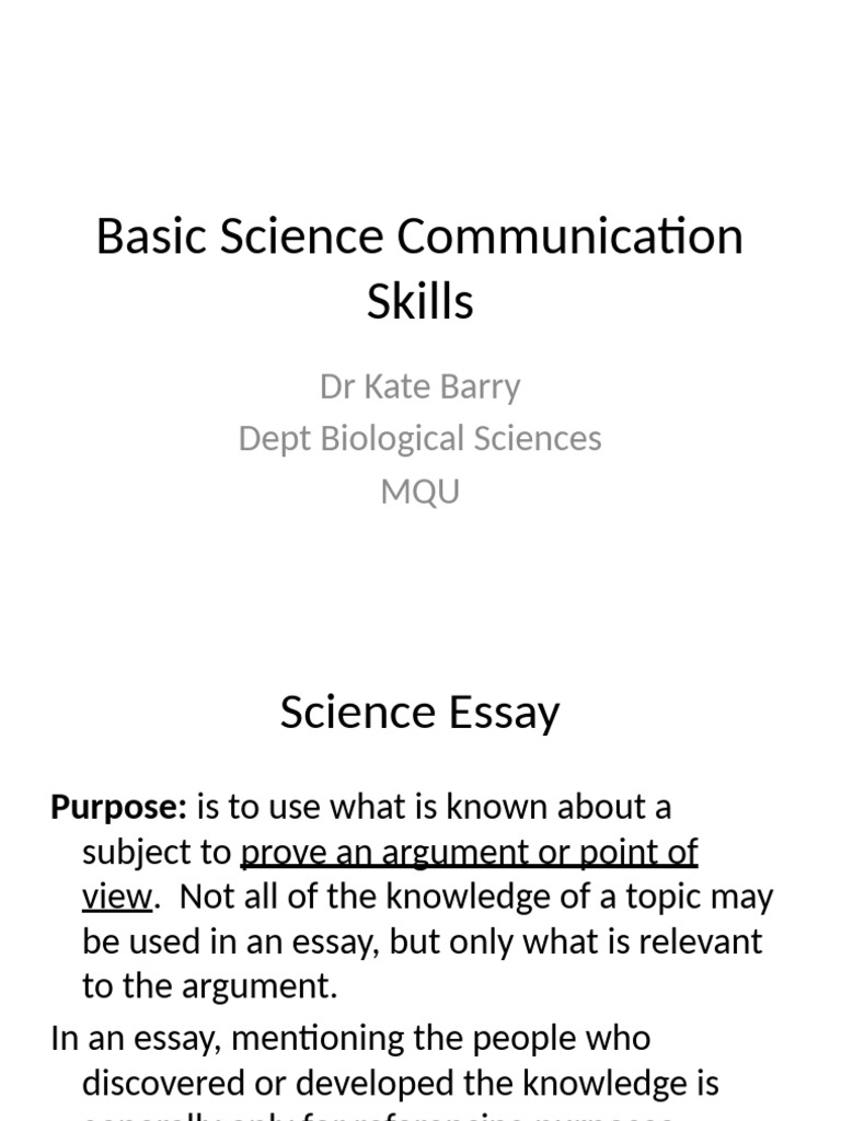 Basic Science Communication Skills | PDF | Essays | Science