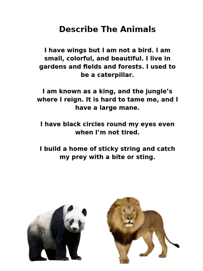 Creative Animal Descriptions | PDF