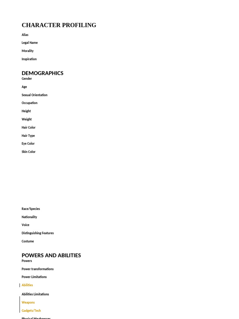 S P Character Profiling 01 Pdf