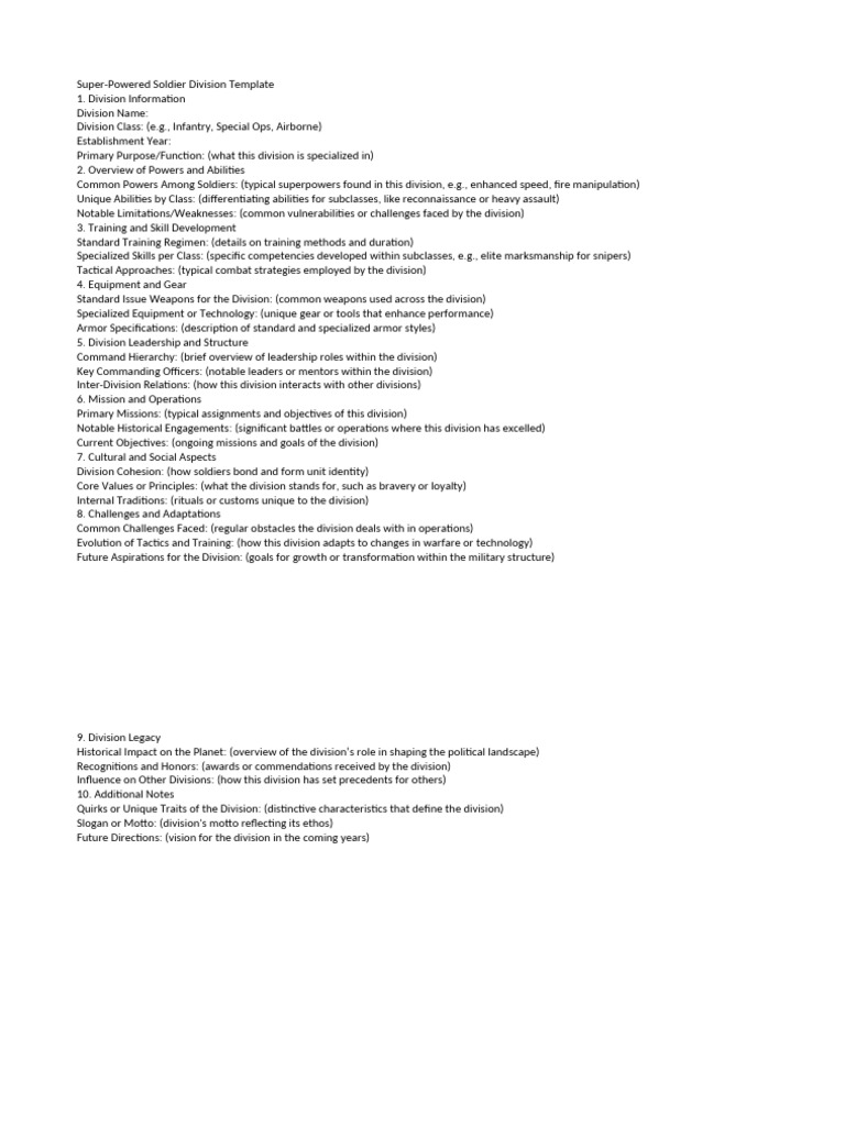 SUPER POWERED SOLDIER TEMPLATE 02 (General) | PDF | Division (Military ...