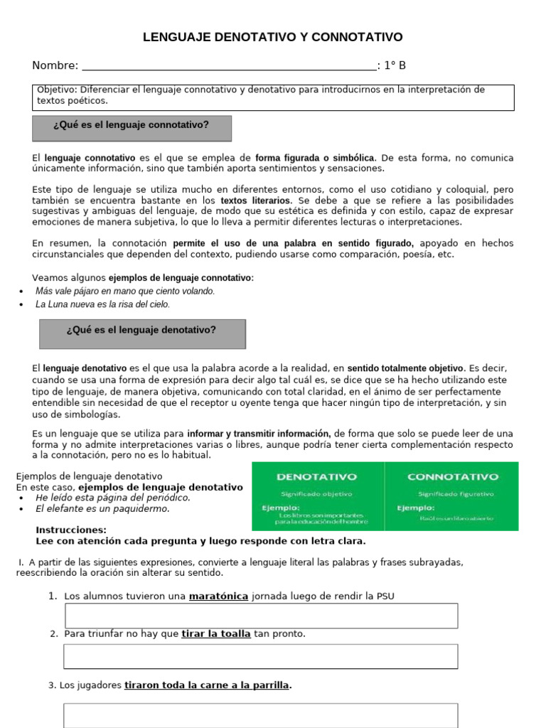 Lenguaje Denotativo y Connotativo | PDF | Connotación