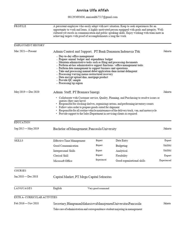 Annisa Ulfa Afifah CV 2022 | PDF | Business