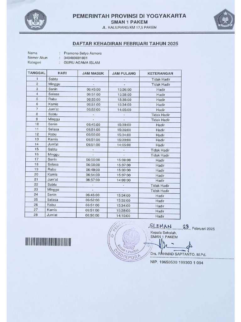 Absensi 340489001001 67c547d5402f3 | PDF