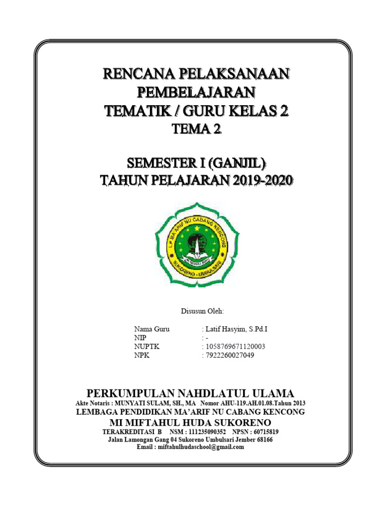 RPP Kelas 2 Tema 2 | PDF