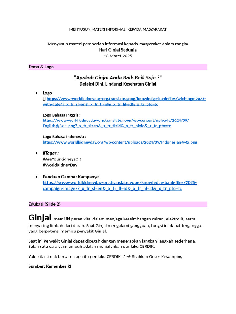 (13 MARET 2025) Hari Ginjal Sedunia | PDF