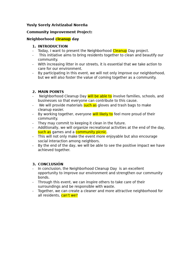 Community Improvement Project | PDF