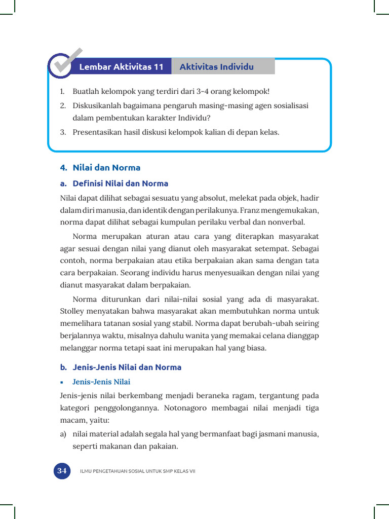 MATERI IPS KELAS 7 TENTANG NILAI DAN NORMA | PDF