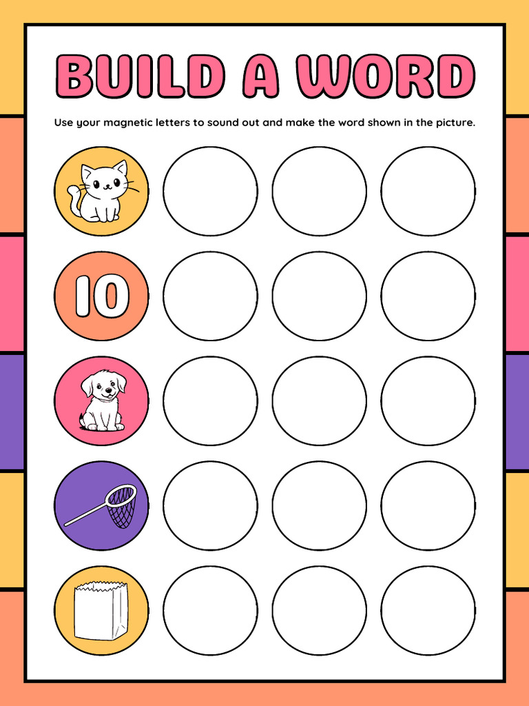 Build A Word Worksheet Colorful Illustrative Style | PDF