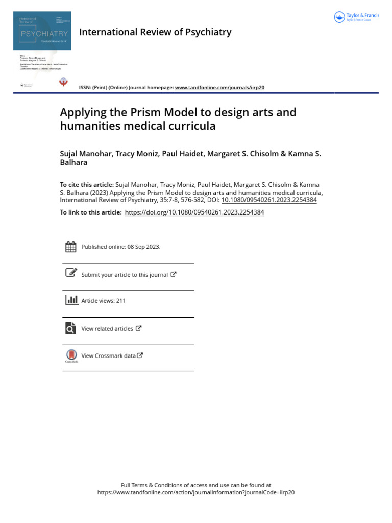 Applying The Prism Model To Design Arts and Humanities Medical ...