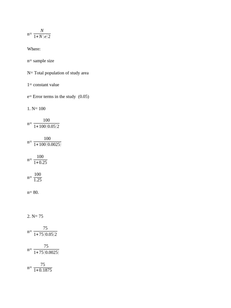 Sample Size Calculation Examples | PDF