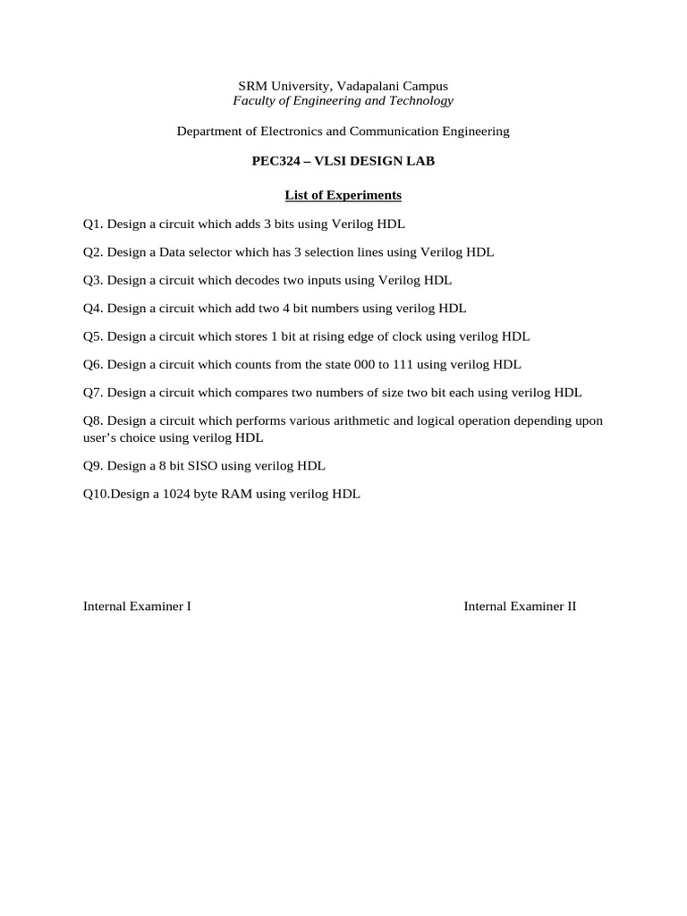 Cs0413 - Vlsi & Es Loe | PDF