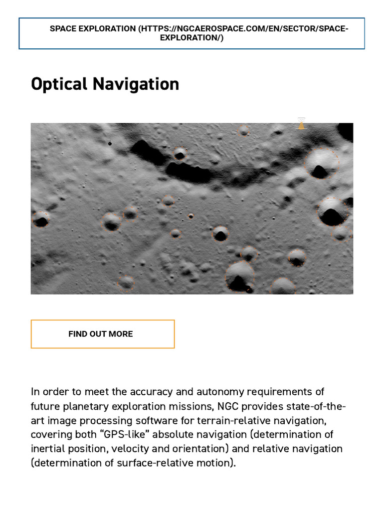 Optical Navigation For Landers - NGC | PDF | Navigation | Moon Landing