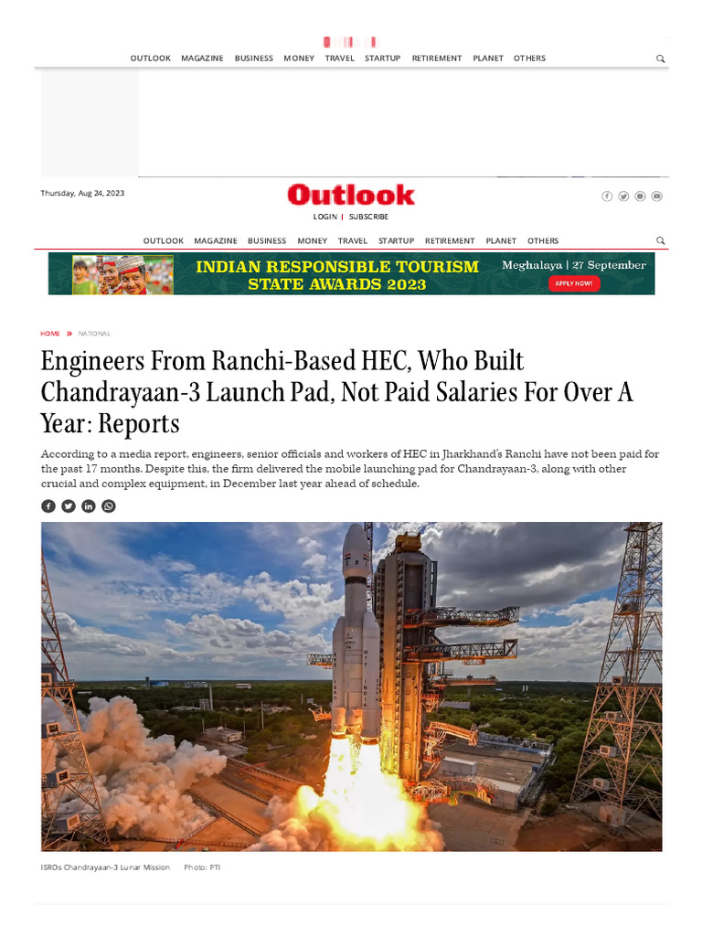 Engineers From Ranchi-Based HEC, Who Built Chandrayaan-3 Launch Pad, Not Paid Salaries For Over ...