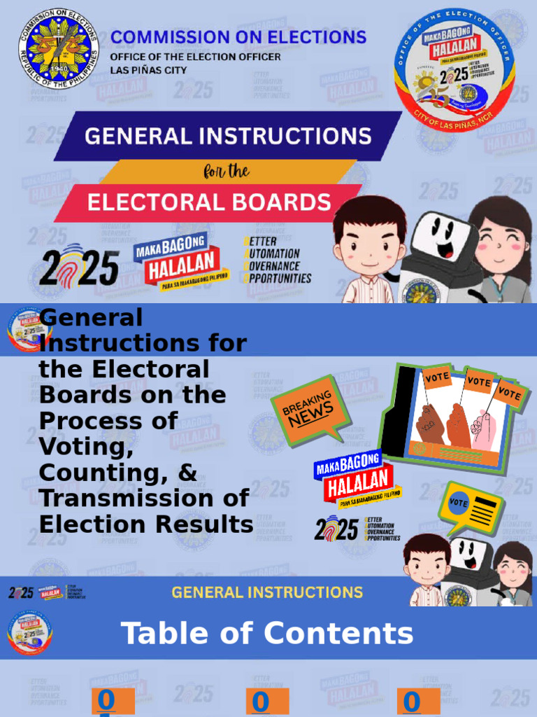 General Instructions For The Electoral Board | PDF | Voting | Ballot