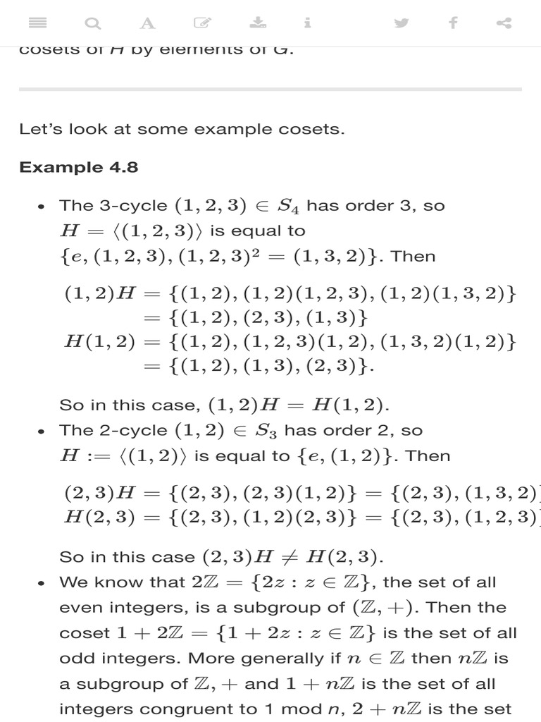 4.6 Cosets and Lagrange's Theorem MATH0007 Algebra For Joint Honours ...