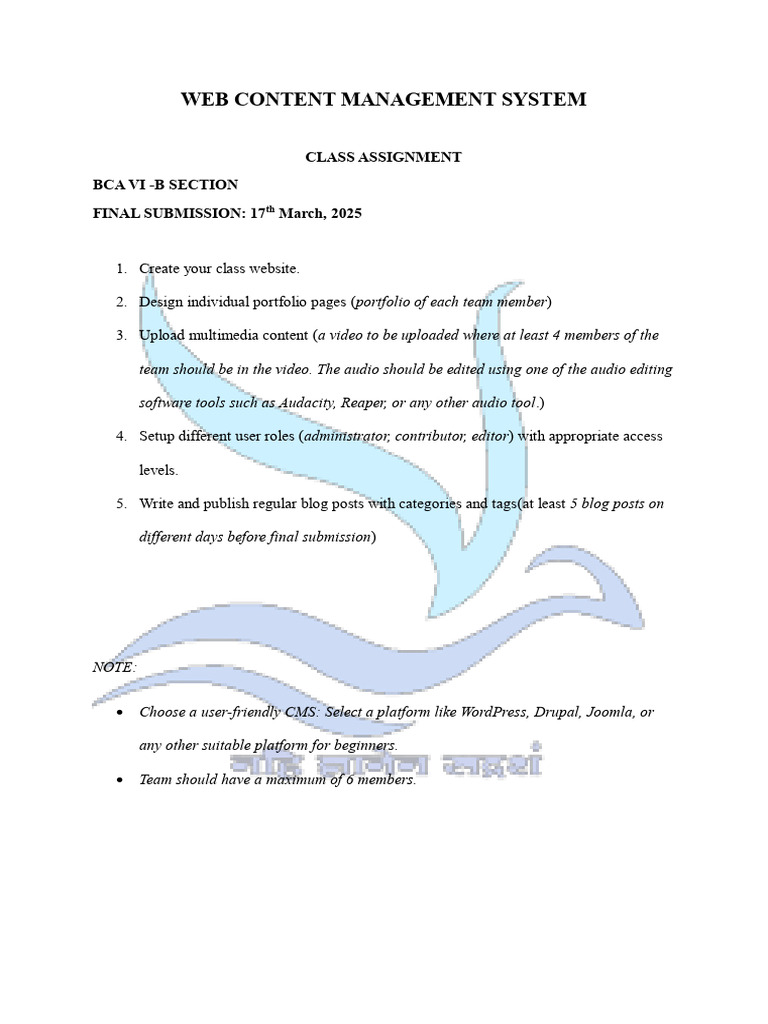 WCMS Assignment | PDF