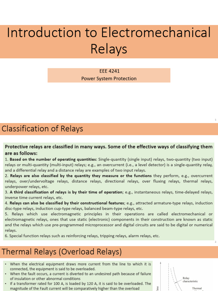 Electromechanical Relay Classification Guide | PDF | Relay | Transformer