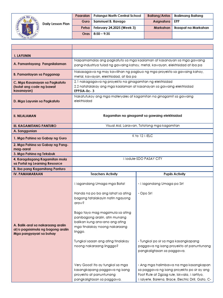 DLP Epp Final Week Day 1 | PDF