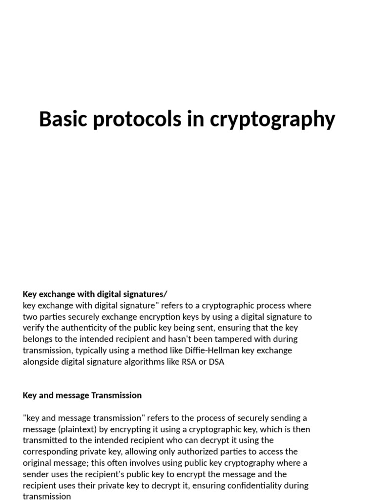 Basic Protocols in Cryptography | PDF | Key (Cryptography) | Encryption