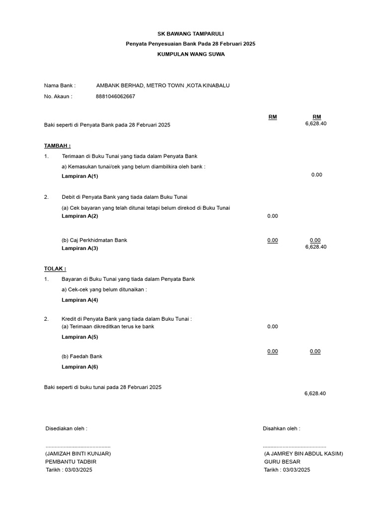 Penyata Penyesuaian Bank | PDF