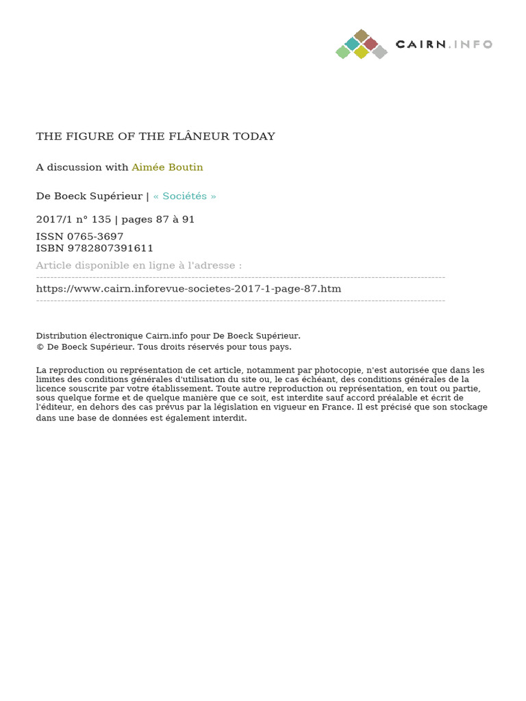 Flâneur in Modern Society: A Discussion | PDF | Senses