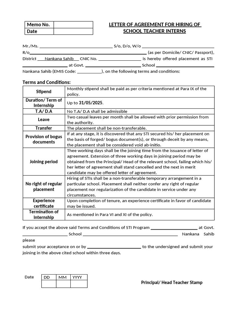 STI Appointment Letter With Acceptance (A4) | PDF