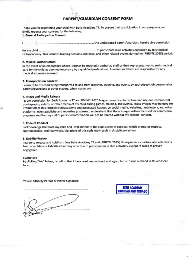 Republic Cup Consent | PDF