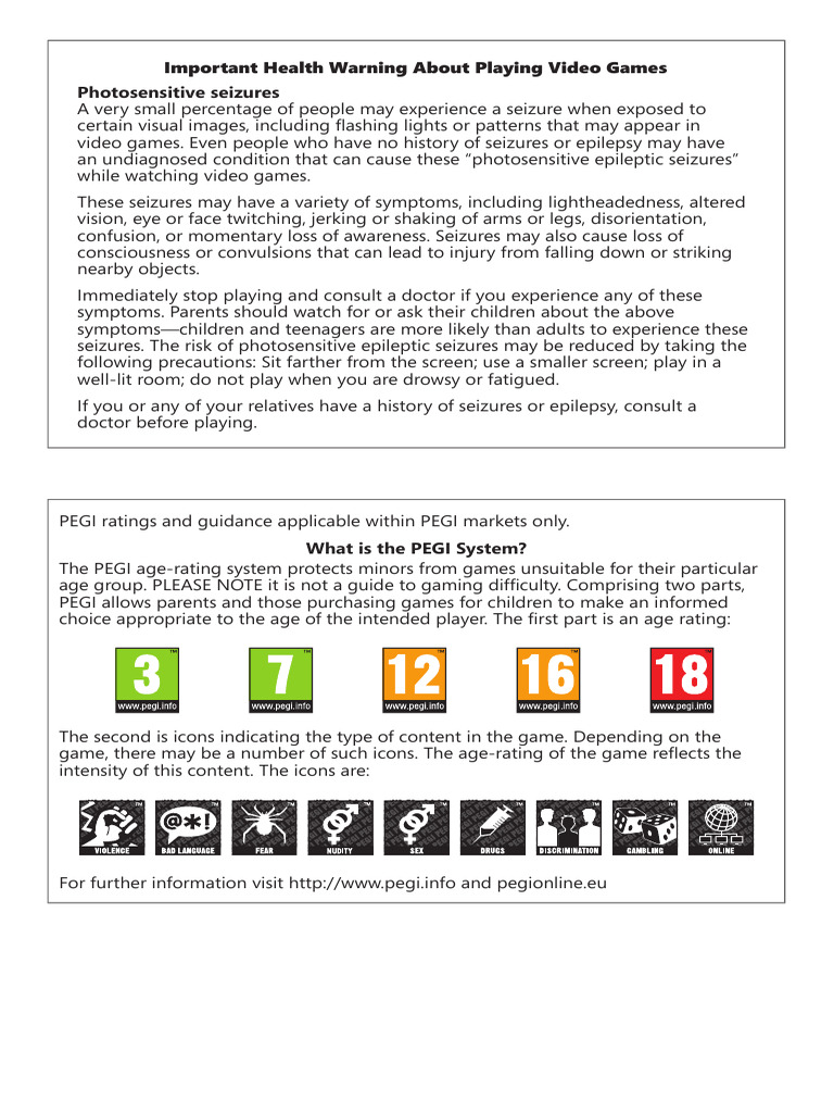 Understanding PEGI Ratings and Game Safety | PDF | Epilepsy