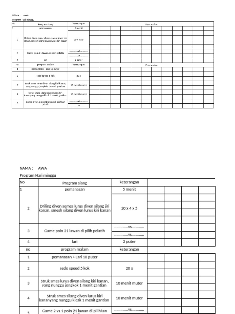 Program AWA Hari Minggu | PDF