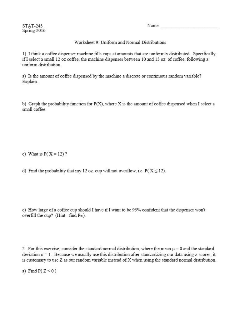 Chapter 5 and 6 uniform and normal distributions | PDF | Normal ...