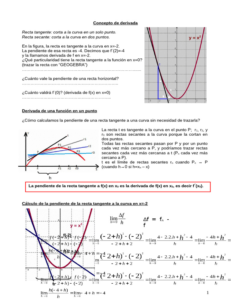Derivadas: Conceptos y Ejercicios Básicos | PDF | Derivado | Tangente
