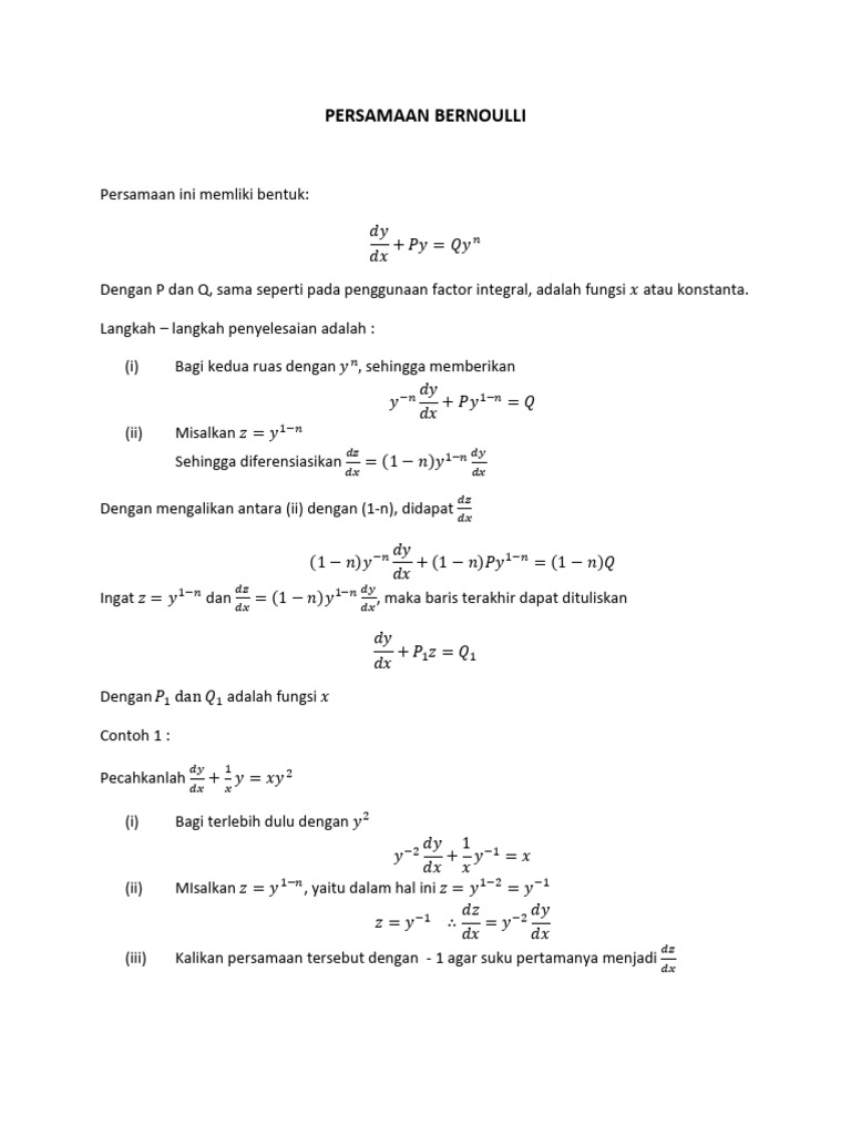 Persamaan Bernoulli | PDF