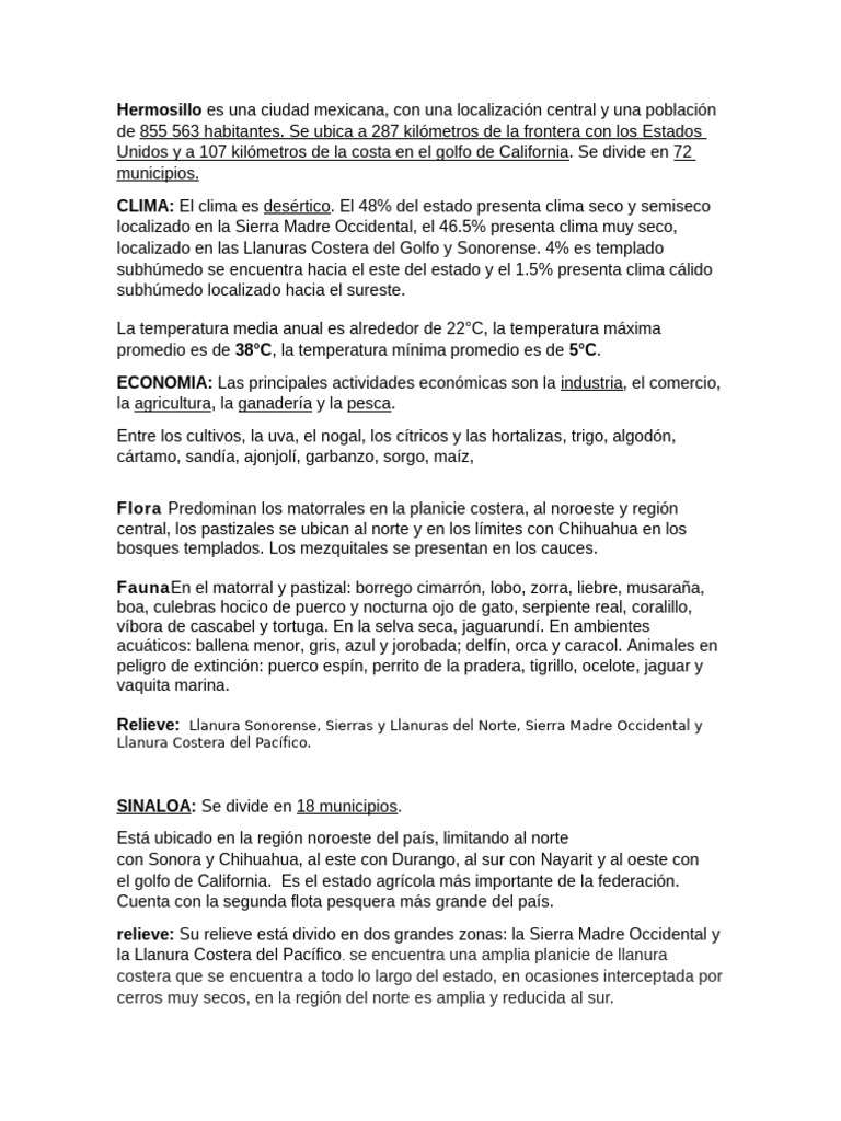 Hermosillo Sonora | PDF | Sierra Madre Occidental | Chihuahua (estado)